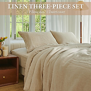 cebihy 100% Linen Duvet Cover Set King 3 Pieces, French Normandy Flax Linen, Cooling, Soft, and Breathable Linen Bedding Set - 1 Duvet Cover 90"x 104", 2 Pillowcases 20"x 40", Natural Linen