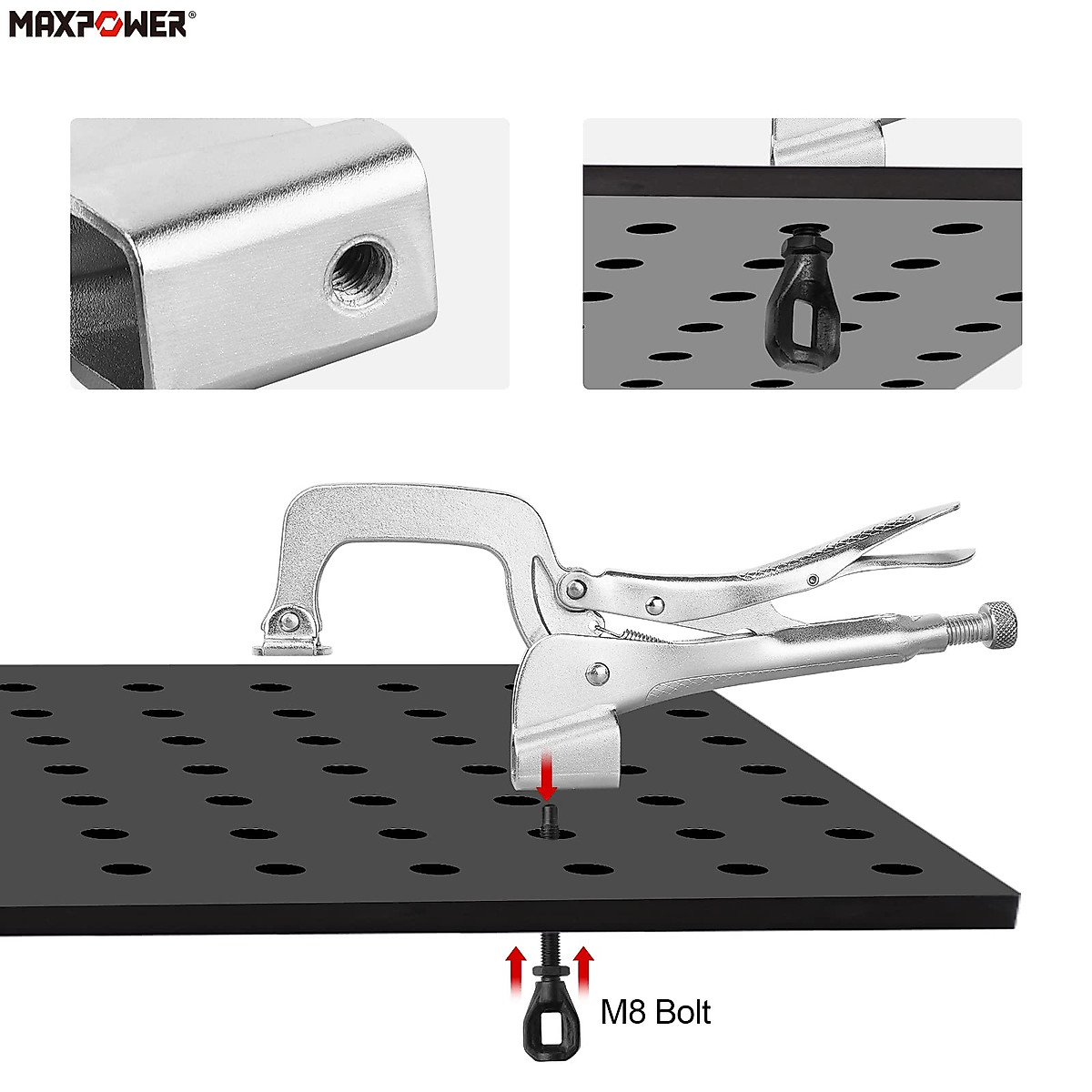 MAXPOWER Bench Clamp 11-inch, Welding Table Mount Locking C-Clamps, Pack of 2