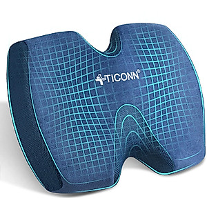 TICONN Memory Foam Seat Cushion, Office Chair Cushion Butt Pillow for Long Sitting (Blue)