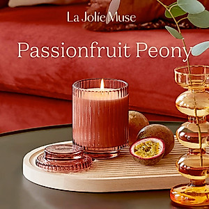 LA JOLIE MUSE Candles for Home Scented - Passionfruit Peony Scented Candle, Natural Soy Wax, 80 Hours Long Burning, Candles Gifts for Women, 12.3oz