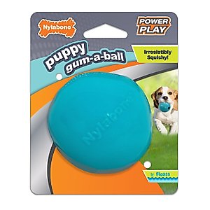 Nylabone Power Play Puppy Gum-a-Ball, Puppy Ball - Interactive Puppy Enrichment Toys - Puppy Must Haves (1 Count)