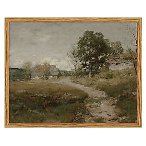 InSimSea Framed Canvas Wall Art Vintage Decor, Retro Wall Art for Living Room Bedroom Decor, Vintage Outskirts Painting Prints Farmhouse Decor, Samll Bathroom Decor Wall Art, 8"x10"