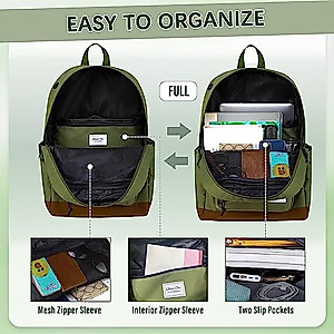 Chase Chic School Backpack for Men Women,Water Resistant Bookbag/Schoolbag/Daypack for Teen Boys Girls High School,College,Work,Travel Green