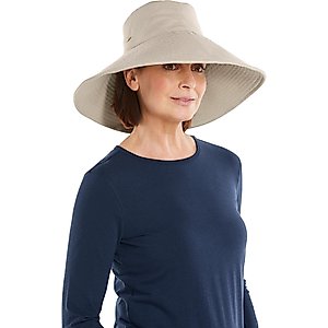 Coolibar UPF 50+ Women's Brittany Beach Hat - Sun Protective (One Size- Natural Modern Herringbone)