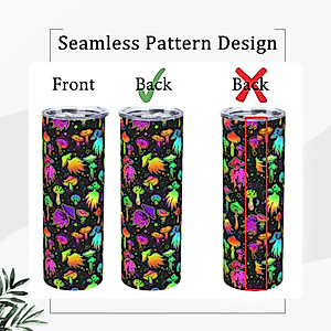 Srucddu 20oz Insulated Tumbler With Lid And Straw, 3D Print Vacuum Travel Mug, Stainless Steel Coffee Tumbler Cup, Mushroom Tumbler for Women, Girl Gifts