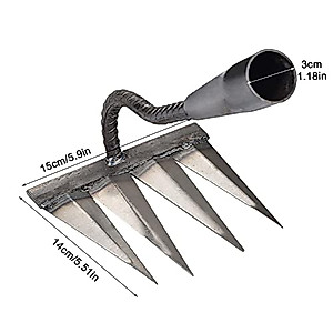 Geraffely Dethatcher Rake - Metal Hand Rakes for Gardening, Weeding,Garden Yard Lawn Heavy Duty Carbon Steel Rake, Cultivator Garden Tool Dethatcher Rake