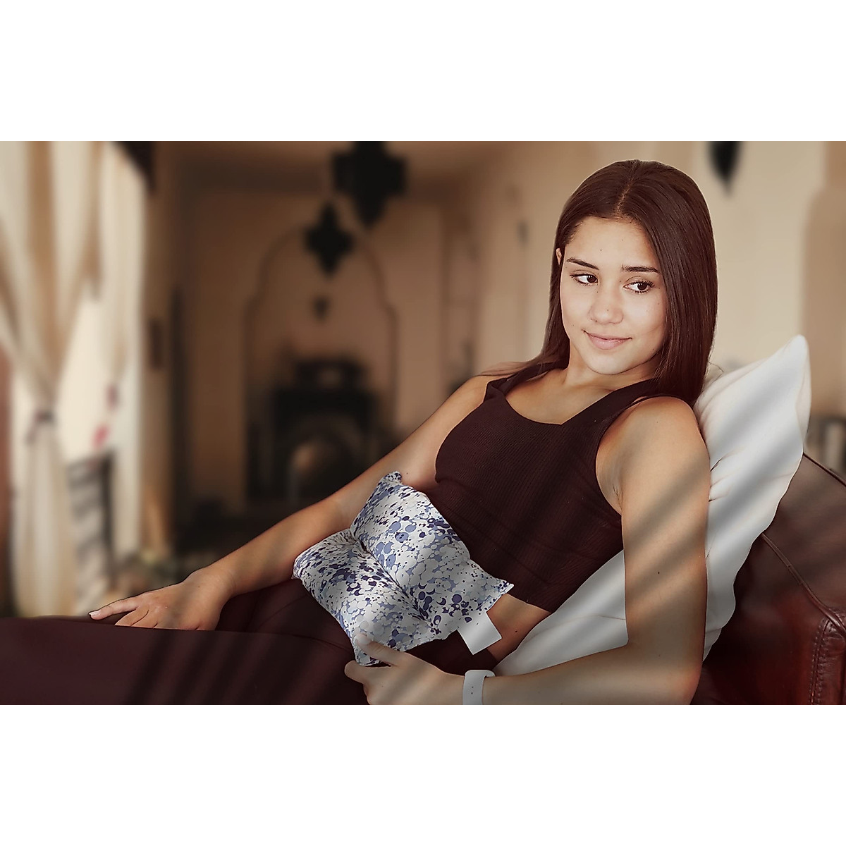 SacksyThyme Microwave Heating Pad for Back Pain, Cramps, Muscle Aches, Hot Therapy Moist Heat Pad for Neck and Shoulder - Flaxseed, CherryPit, Lavender Blend (13" x 7.5") Made in USA (Serenity)