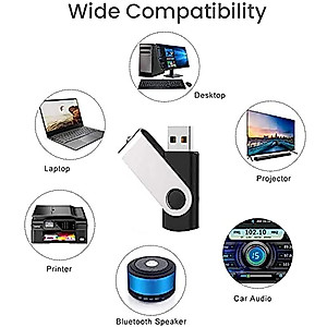 USB 32GB Flash Drive 10 Pack, ABLAZE USB 2.0 Memory Stick with Lanyards Swivel Thumb Drives Bulk USB Drive 32GB Pendrive Jump Drive Zip Drive(32GB USB 10 Pack, Mixcolor)