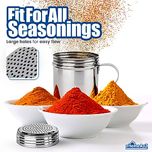 EHOMEA2Z Stainless Steel Dredge Shaker 10 Oz Ideal For Salt, Spice, Sugar, Flour (1, 10 oz With Handle)