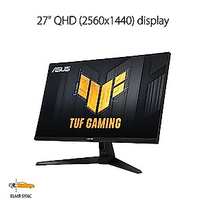 ASUS TUF Gaming 27” 1440P HDR Monitor (VG27AQ3A) – QHD (2560 x 1440), 180Hz, 1ms, Fast IPS, 130% sRGB, Extreme Low Motion Blur Sync, Speakers, Freesync Premium, G-SYNC Compatible, HDMI, DisplayPort