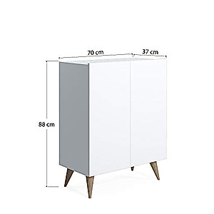 Ruumstore Forte Shoe Cabinet, 2 Door Shoe Storage, 35'' Tall, Hold Up to 12 Pairs, Opaque White