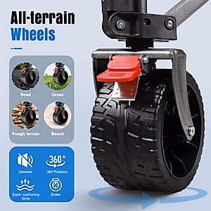 Collapsible Folding Wagon, Heavy Duty Utility Beach Wagon Cart for Sand with Big Wheels, Adjustable Handle&Drink Holders for Shopping, Camping,Garden and Outdoor (Black)