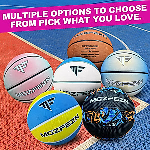 MGZFEZN Youth Basketballs Size 5 Rubber Game Outdoor 27.5 Basketball for Kids Play School Games Indoor Outdoor Park Beach & Pool with Pump(Pink)