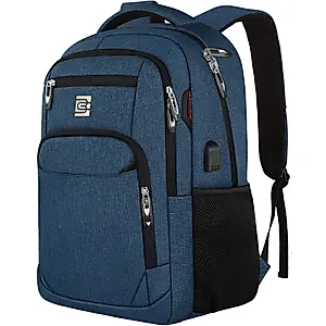 Laptop Backpack,Business Travel Anti Theft Slim Durable Laptops Backpack with USB Charging Port,Water Resistant College Computer Bag for Women & Men Fits 15.6 Inch Laptop and Notebook - Blue