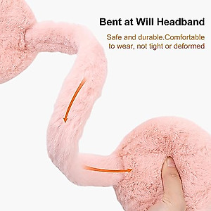 Fluffy Ear Muff for Women Plush Foldable Earmuffs Kids Winter Earmuffs Girls Boys Cold Weather Ear Warmer (Apricot Pink)