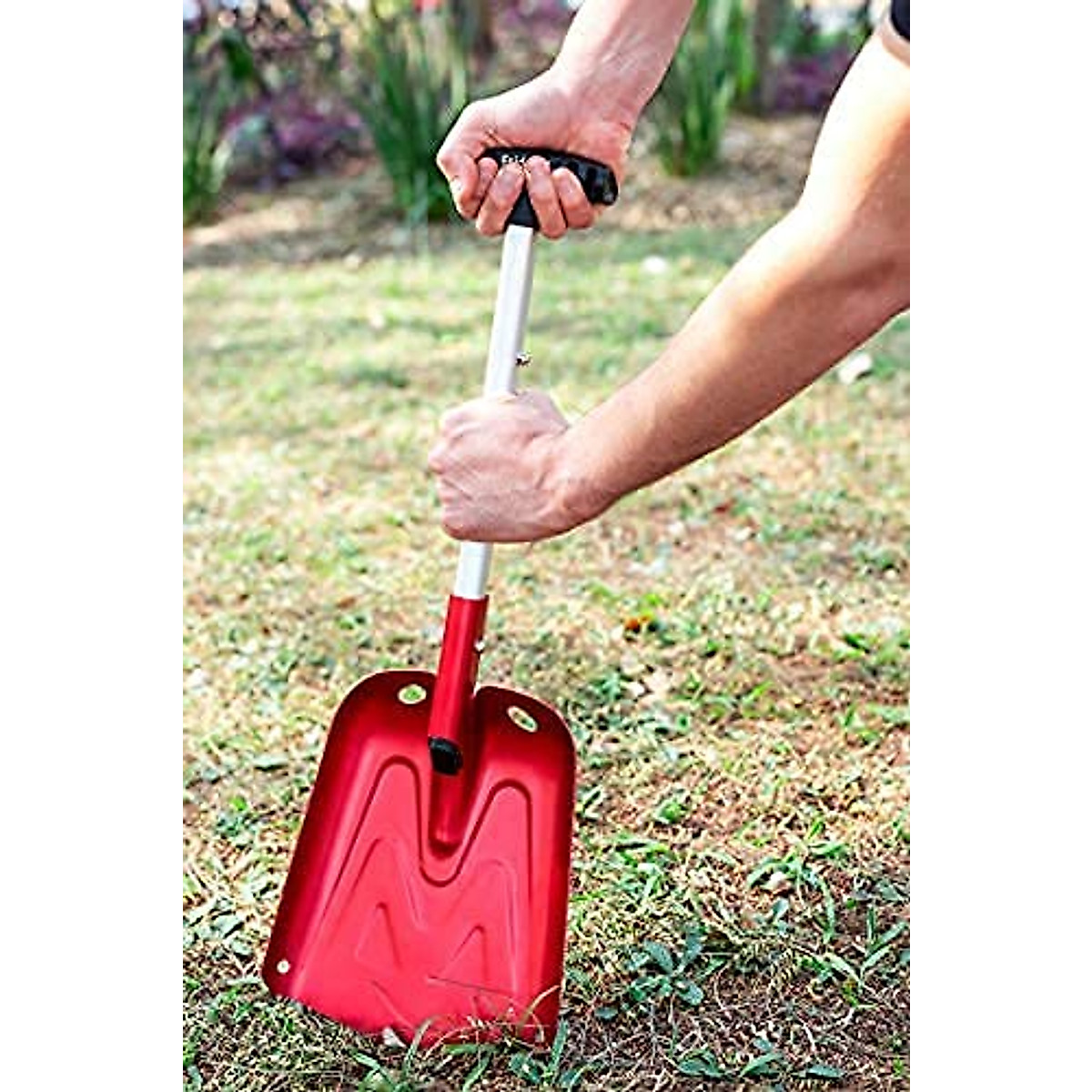 FridLife Folding Snow Shovel, Rugged Compact Emergency Tool for Car, Snowmobiles, or ATV – Compact Winter Survival Gear for Camping, 2 Piece Collapsible Hand Shovel, Lightweight Aluminum - Red