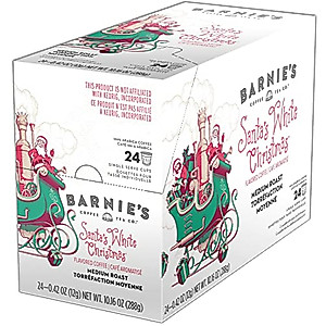 BARNIE'S COFFEE TEA CO. Single Serve K cups for Keurig Brewers Medium Roast Arabica Coffe Beans, Santa's White Christmas, 24 Count