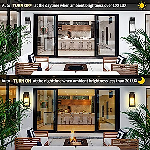 Dusk to Dawn Outdoor Light Fixtures Wall Mount, Sensor Porch Lights, Anti-Rust Wall Light, Exterior Wall Sconce Lighting, Wall Lamp, Waterproof Wall Lantern for Doorway, Garage, 2-PACK (Bulb Included)