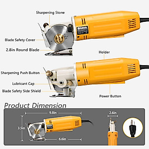 RoMech Mini Electric Cloth Cutter, Rotary Blade Fabric Cutting Machine, Octagonal Knife, Electric Rotary Scissors for Multi Layer Leather Wool (RM-031)