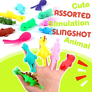 40 Pcs Finger Slingshot Animal Toys Animal Slingshots Catapult Toys Slingshot Chicken Slingshot Dinosaur Finger Toys Funny Flicking Chicken Toy Flying Turkey Flingers for Flying Games and Party Favors