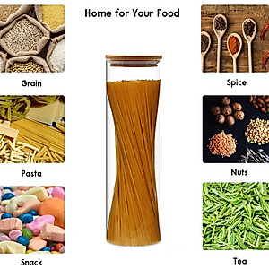 Salzesfalls Glass Canisters Set of 8 Glass Kitchen Canisters with Airtight Bamboo Lid, Glass Storage Jars for Coffee Beans, Flour, Snack, Pasta