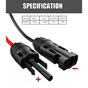 BERLAT Solar Panel Extension Cable,10AWG SAE PV Extension Cable to Solar Panels with 2 Pack SAE to SAE Polarity Reverse Adapters-30cm