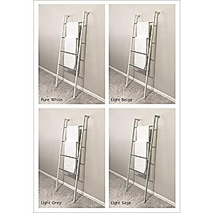 Asta Metal Towel Ladder with 4-Tier Stainless Steel Storage Rungs. Powder-Coated Metal Storage Rack for Bathroom, Bedroom and Laundry Room. B601 (Light Beige)