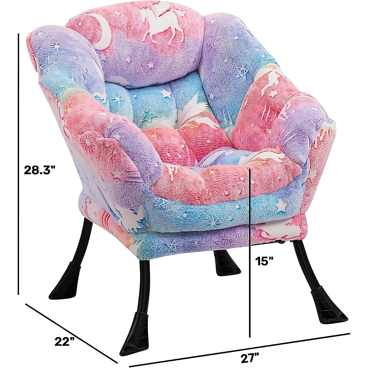 ALIMORDEN Kids Lazy Chair, Glow in The Dark Lovely Unicorn Patterns Toddler Chair, Steel Frame Leisure Sofa with Armrests, Super Soft and Comfy