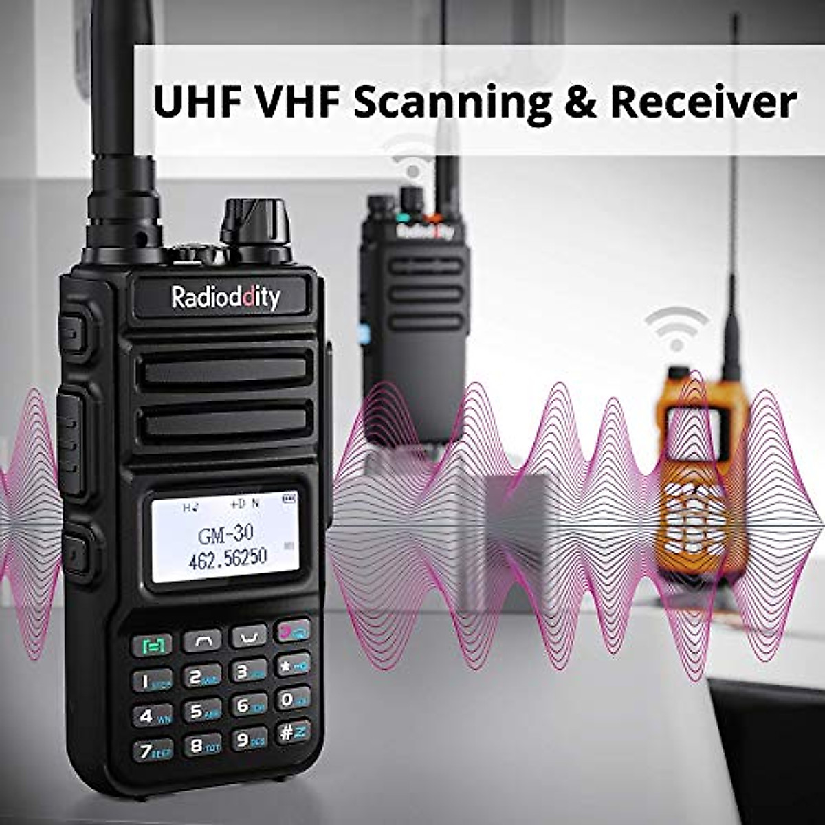 Radioddity GM-30 GMRS Radio, Handheld 5W Long Range Two Way Radio for Adults, GMRS Repeater Capable, with NOAA Scanning & Receiving, Display SYNC, for Off Road Overlanding, 1 Pack