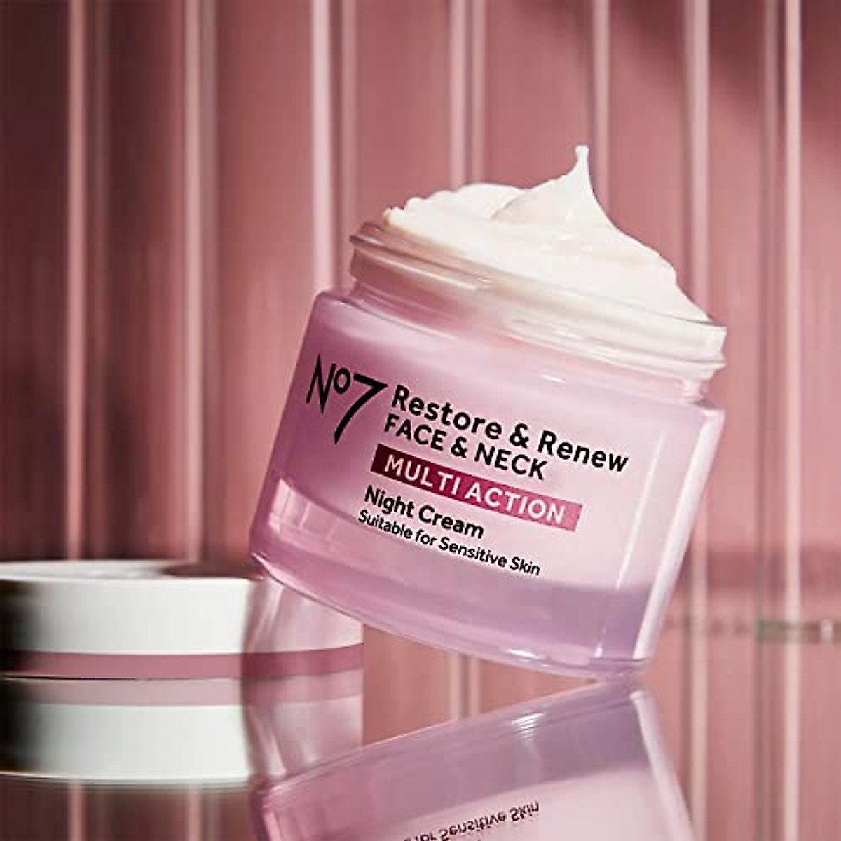 No7 Restore & Renew Multi Action Face & Neck Night Cream - Collagen Peptide Anti Aging Face Cream - Hydrating Hyaluronic Acid Night Cream - Shea Butter + Vitamin E Skin Firming Night Cream (50ml)