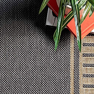 nuLOOM Asha Simple Border Indoor/Outdoor Area Rug, 6' 7" x 9', Dark Grey