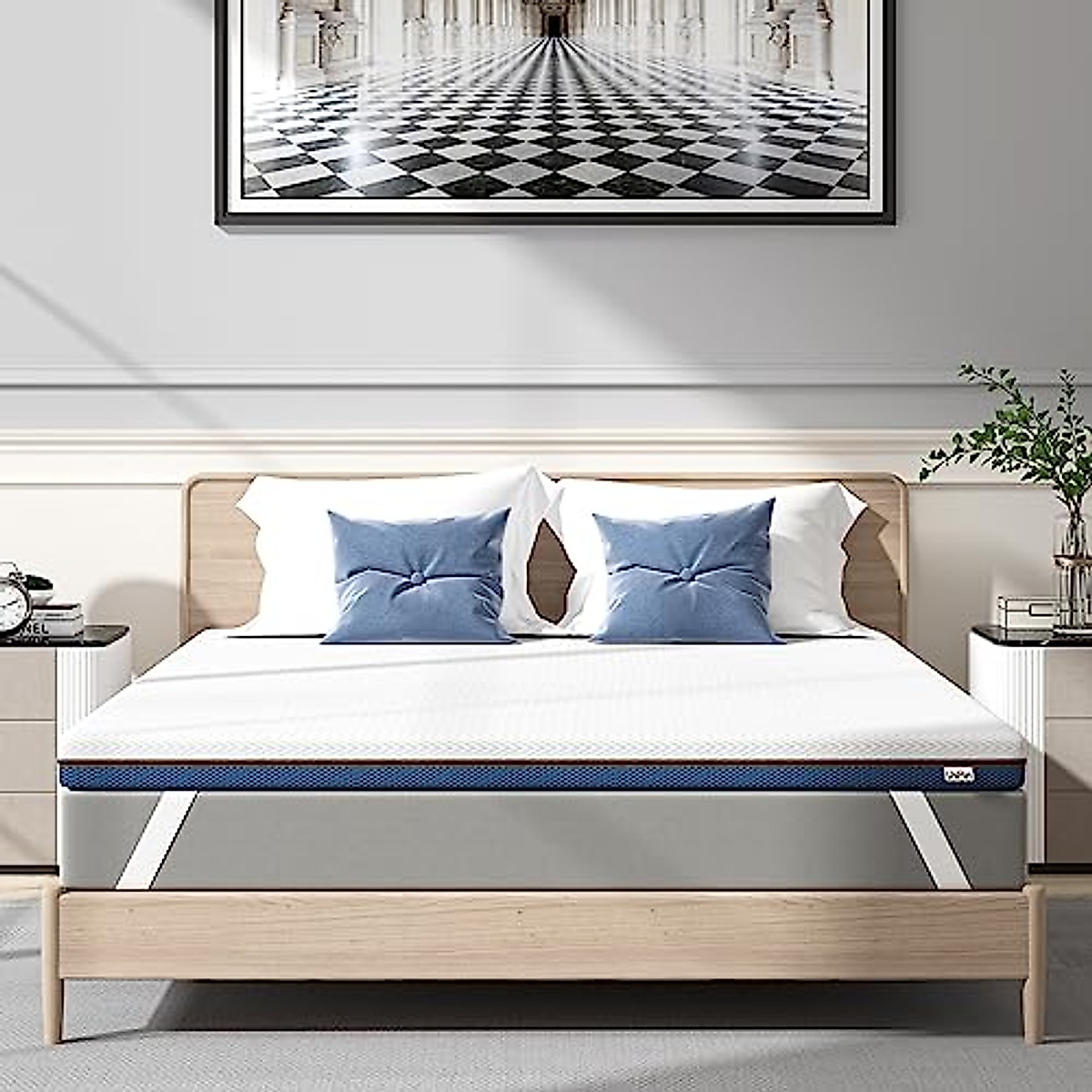 UniPon 2 Inch Gel-Infused Memory Foam Mattress Topper for Full Size Bed, Ventilated Bed Foam Topper for Back Pain and Pressure Relief, High-Density Cooling Mattress Pad with Removable & Soft Cover
