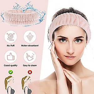 WLLHYF Spa Headband Wrist Washband Face Wash Set Facial Makeup Hair Band Microfiber Shower Head Wraps Adjustable Wrist Wash Bands Prevent Liquid from Arms Spilling for Women Girls