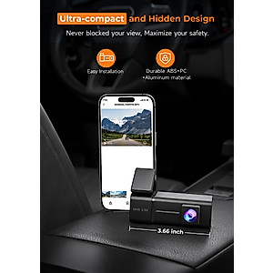 Dash Cam WiFi 2.5K 1440P Front Dash Camera for Cars, E-YEEGER Car Camera Mini Dashcams with App, Night Vision, 24H Parking Mode, G-Sensor, Loop Recording