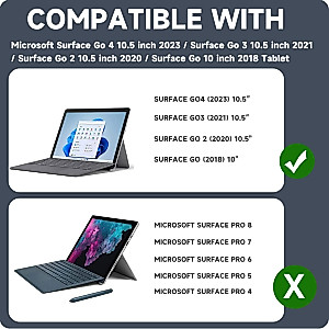 DreamerX Microsoft Surface Go 4 10.5 Inch (2023)/ Surface Go 3 2021/ Surface Go 2 (2020)/ Surface Go Case 10" (2018) with Hand Strap Stand Carrying Shoulder Strap Kids Friendly Shockproof Cover, Black