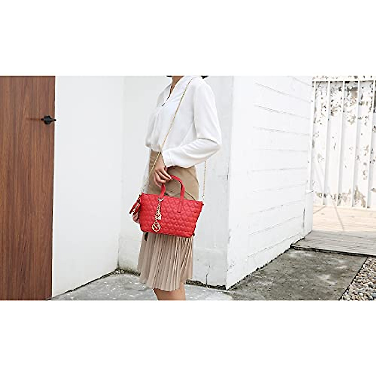 MKF Collection Crossbody Bag for Women, & Coin Pouch – PU Leather Top-Handle Satchel Shoulder Handbag Blue