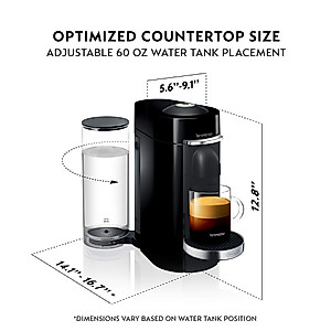 Nespresso VertuoPlus Deluxe Coffee and Espresso Machine by De'Longhi, Piano Black