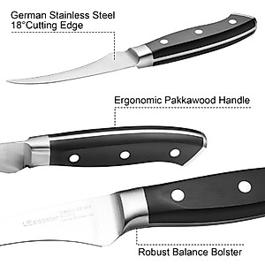 LAZIOPATER Bird Beak Paring Knife, Curved Paring Knives, German Stainless Steel, Peeling Knife, 3 Stainless Steel Rivet-Fastened Handles, Small Kitchen Knife Curved Blade, Gift Box