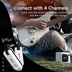 MOOER GWU4 UHF Wireless System Transmiter Reciever, 4 Channels Rechargeble for Electric Guitar Instrument, Bass Guitar, Guitar Amp(White)