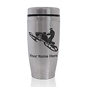 SkunkWerkz Commuter Travel Mug, Snowmobile, Personalized Engraving Included