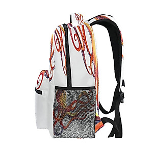 Sea Tentacle Nautical School Backpack for Teen Girls Boys Lightweight Student Backpack Travel Bookbag Laptop Casual Daypack