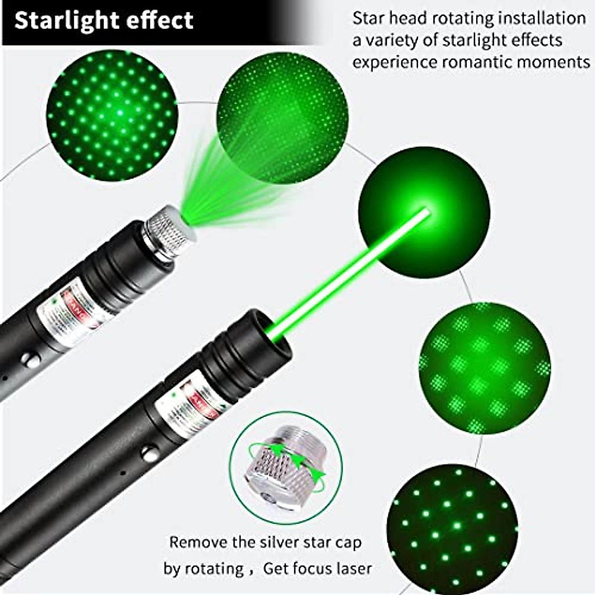 Green Laser Pointer High Power, Long Range High Power Laser Pointer, Rechargeable Pointer , Strong Lazer Pointer for Teaching Outdoor Hunting USB Rechargeable Laser Pointer Pen