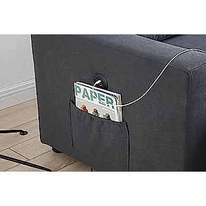 uhome Upholstered Sleeper Sofa with USB Ports sectional Couch Reversible Sofabed, Full XL, Black