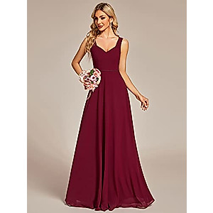 Ever-Pretty Women's Sweetheart Chiffon Sleeveless Chiffon Bridesmaid Dress Burgundy US4