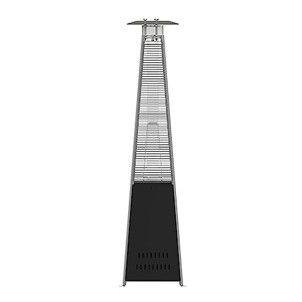 Flash Furniture Outdoor Patio Heater with Wheels - Black - 42,000 BTU - 7.5 Feet Tall - Stainless Steel - For Residential and Commercial Use