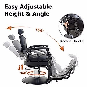 Nazalus Barber Chair Hair Salon Chair,Heavy Duty 700 LBS, for Hair Stylist Barber Beauty Tattoo Massage (Barber Chair)