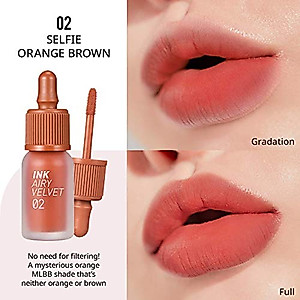 Peripera Ink Airy Velvet Lip Tint, Liquid Lip (0.14 fl oz, 002 SELFIE ORANGE BROWN)