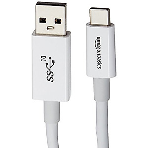 Amazon Basics USB-C to USB-A 3.1 Gen 2 Adapter Fast Charger Cable, 10Gbps High-Speed, USB-IF Certified, for Apple iPhone 15, iPad, Samsung Galaxy, Tablets, Laptops, 3 Foot, White