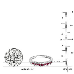 Dazzlingrock Collection Round Ruby & White Diamond Triple Row Anniversary Ring for Women in 14K White Gold Size 7.5