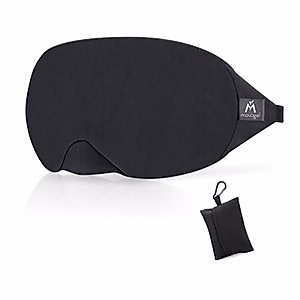 Mavogel Cotton Sleep Mask - Updated Design Light Blocking Sleep Eye Mask, Soft and Comfortable Night Sleeping Mask for Men Women, Eye Blinder for Travel/Sleeping, Includes Travel Pouch, Black